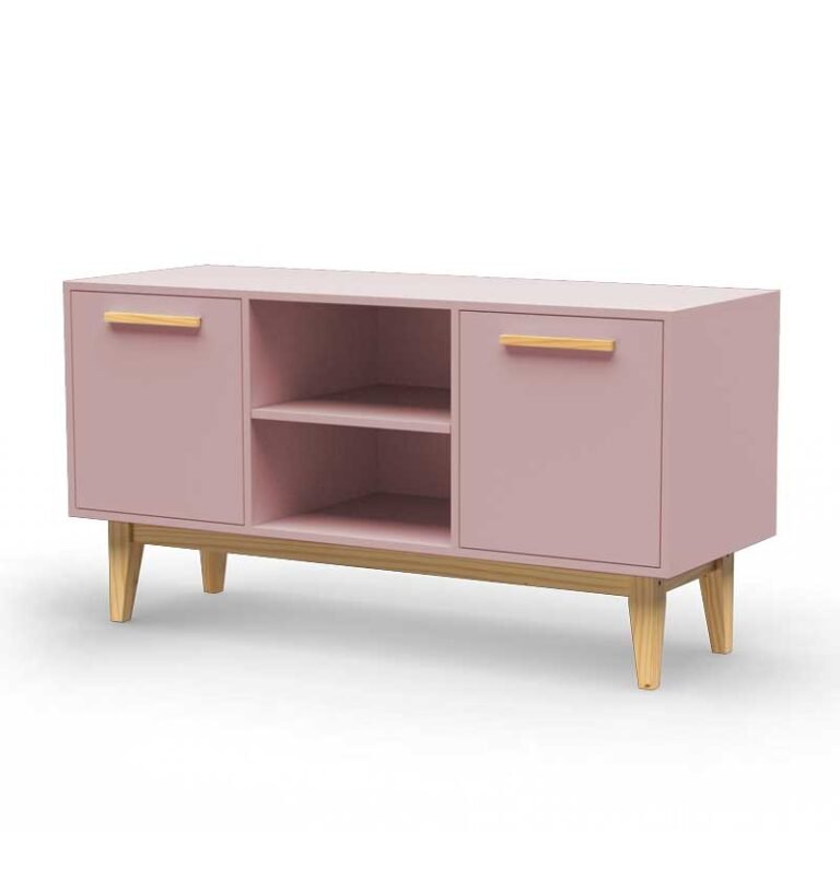 Rack Pine Com 2 Portas Rosa Claro Mobiliar
